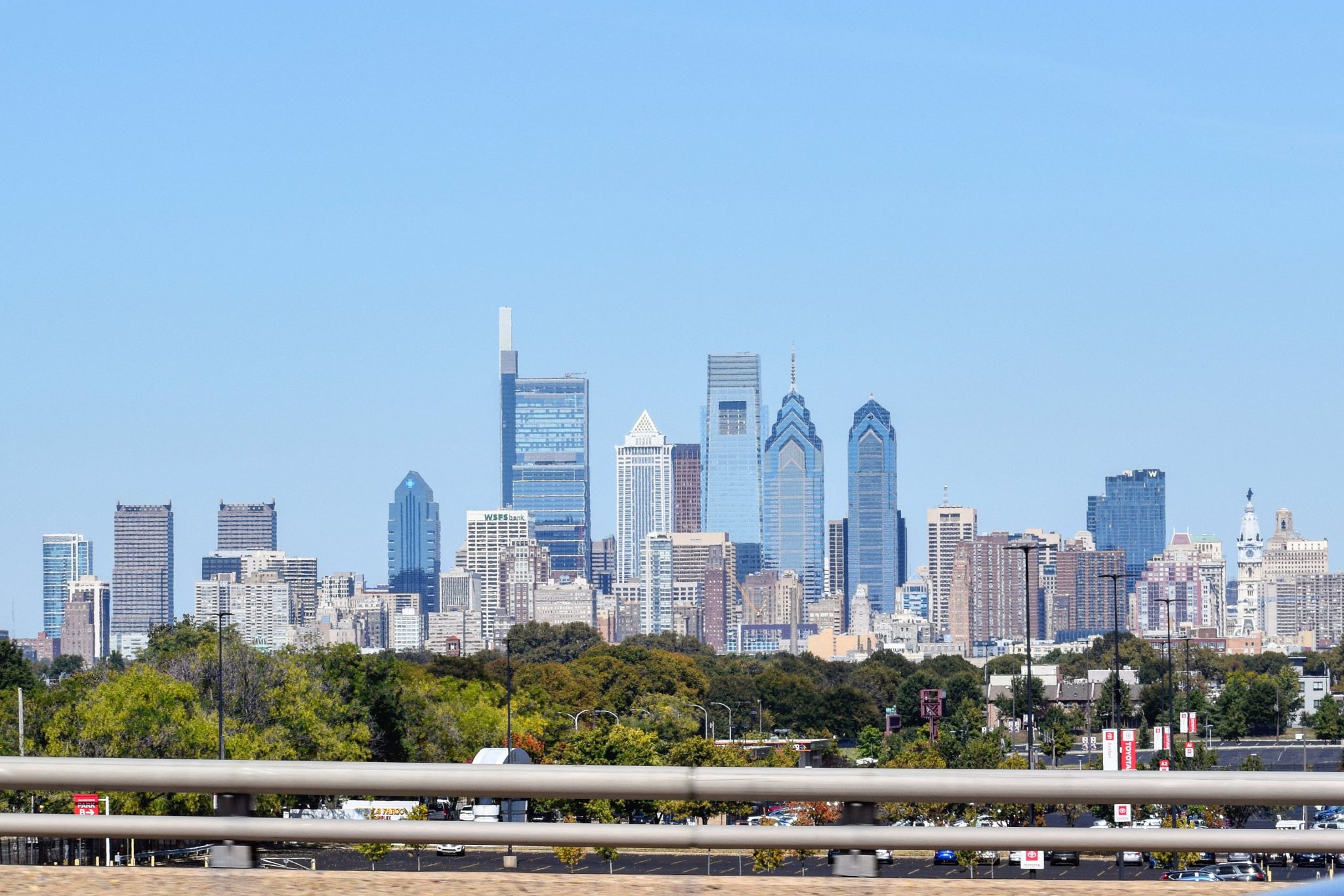 Observing the Rising Philadelphia Skyline from the I-95 South Over the ...
