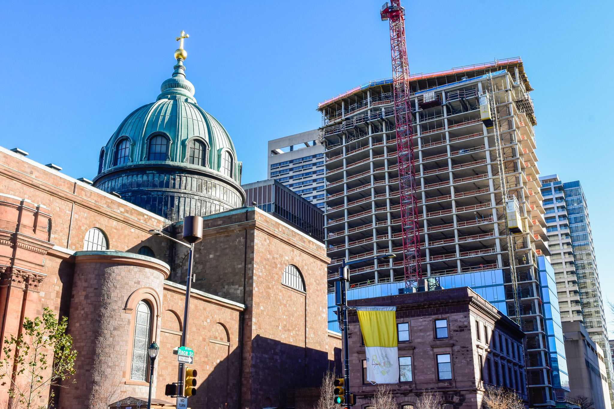 Cladding Rises Neatly Halfway at One Cathedral Square at 1701 Race ...